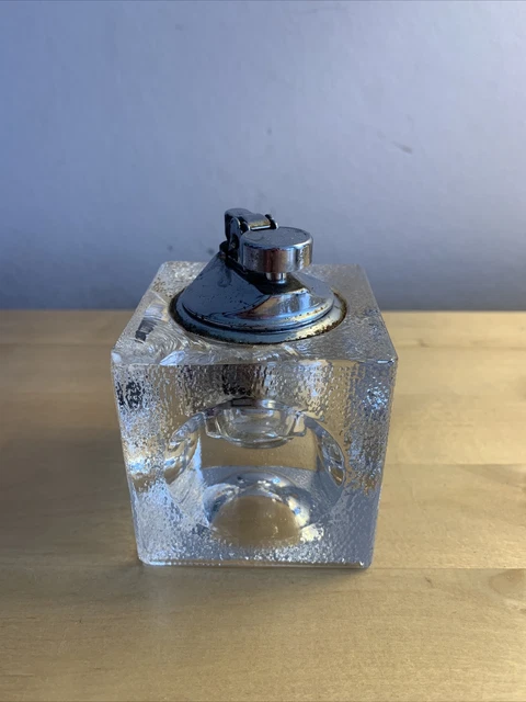 VINTAGE CUT GLASS Cube TABLE LIGHTER Retro gas lighter £5.00 - PicClick UK