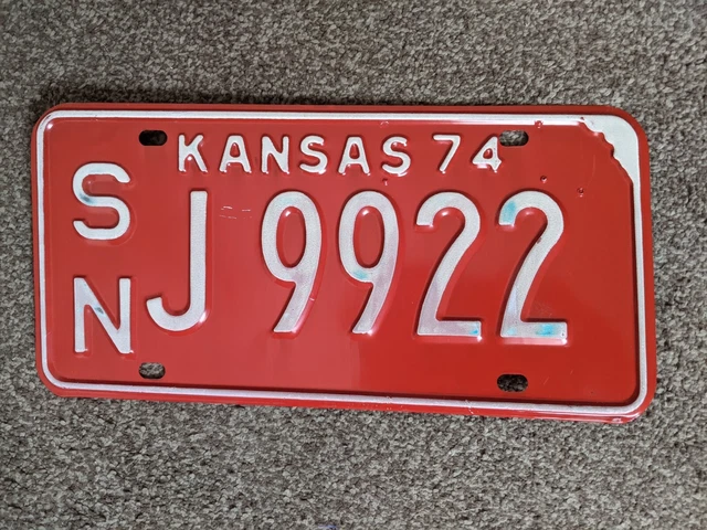 AMERICAN LICENSE PLATE. Number Plate. 1974 Kansas. Shawnee County. £12. ...