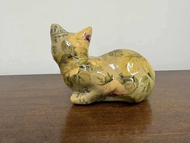 VINTAGE FLORAL DECOUPAGE cat figurine by Joan Baker Designs £5.45 - PicClick UK