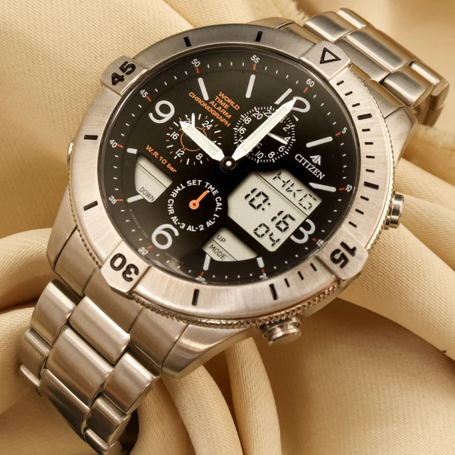 RARE CITIZEN PROMASTER Navihawk World Time Alam Chronograph Quartz Men ...