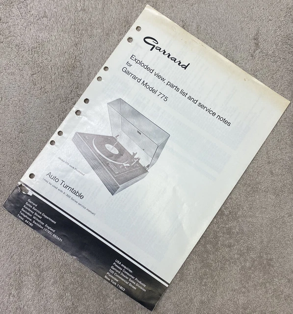 GARRARD MODEL 770 Turntable Exploded View & Parts List *Original* £15. ...