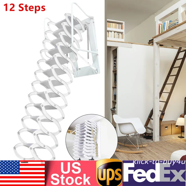 ATTIC STEPS PULL Down 12 Steps Attic Stairs Alloy Attic Access Ladder ...