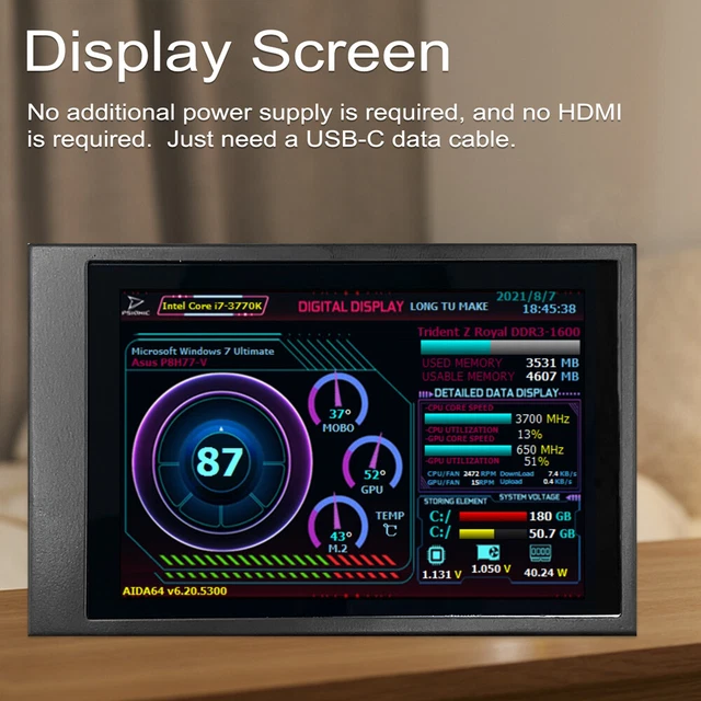 USB 3.5 INCH IPS Display Screen Secondary Screen Mini Monitor For PC ...