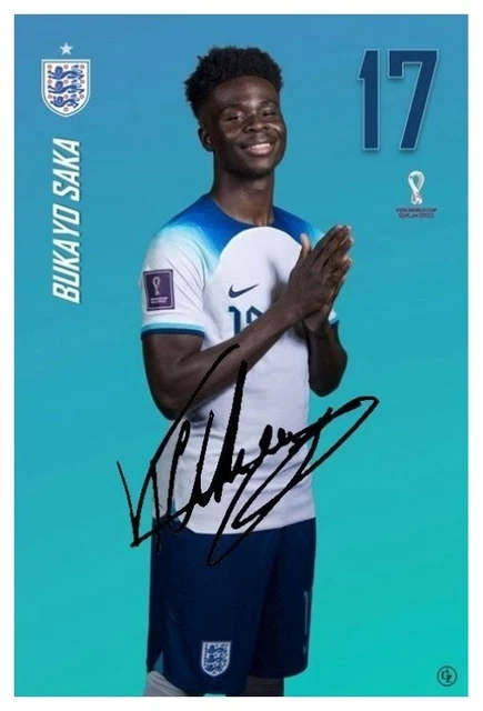 BUKAYO SAKA - COUPE DU MONDE D'ANGLETERRE 22 QATAR - PHOTO autographe ...