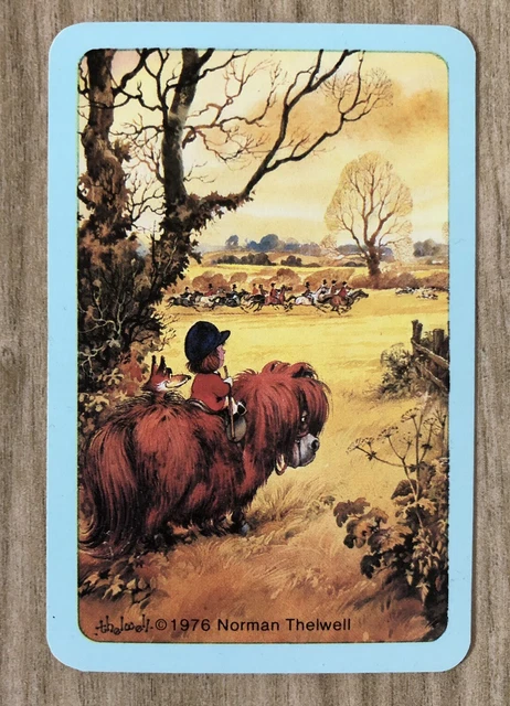VINTAGE NORMAN THELWELL single swap playing card 1976 - Fox Hunt ...