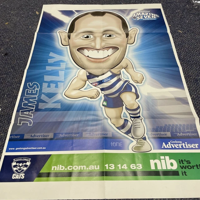 ORIGINAL AFL VFL Newspaper Poster Geelong Cats Footy Advertiser Seven ...