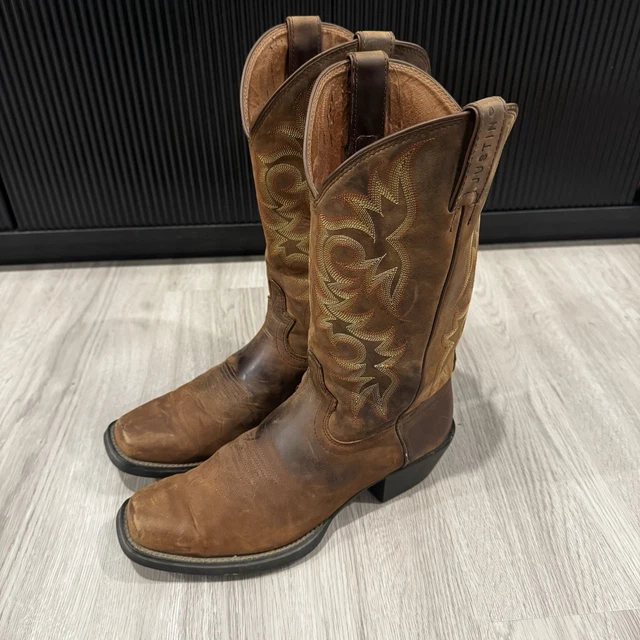 JUSTIN BOOTS MENS Brown Leather Square Toe 2552 Cowboy Western Boots 10 ...