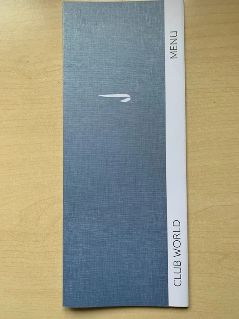BA BRITISH AIRWAYS Club World Menu - 2023 - San Diego to London ...