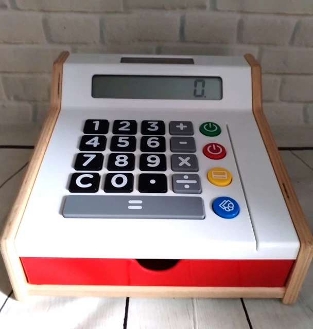 IKEA DUKTIG WOODEN Kids Toy Shop Till Cash Register Solar Calculator ...