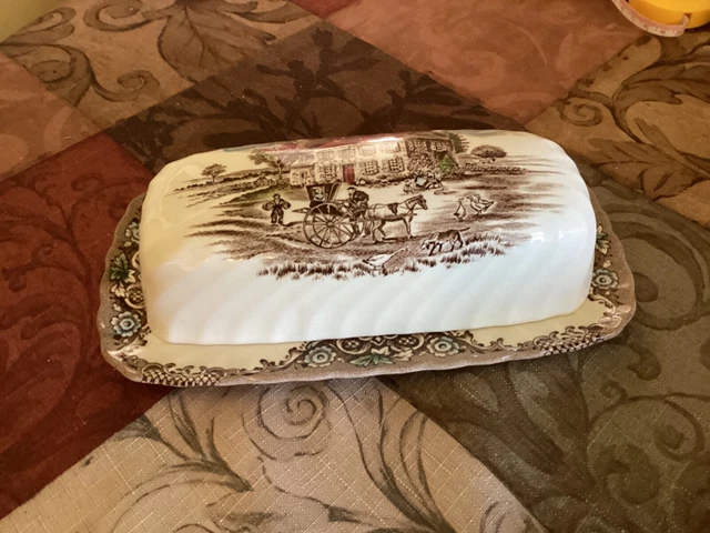 VINTAGE JOHNSON BROS Heritage Hall Covered Butter Dish Pennsylvania ...