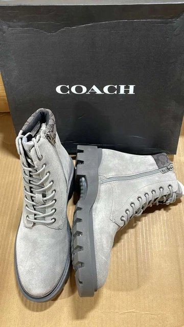 COACH CITYSOLE SUEDE Leather Combat Working Boots Washed Steel C7075 8. ...