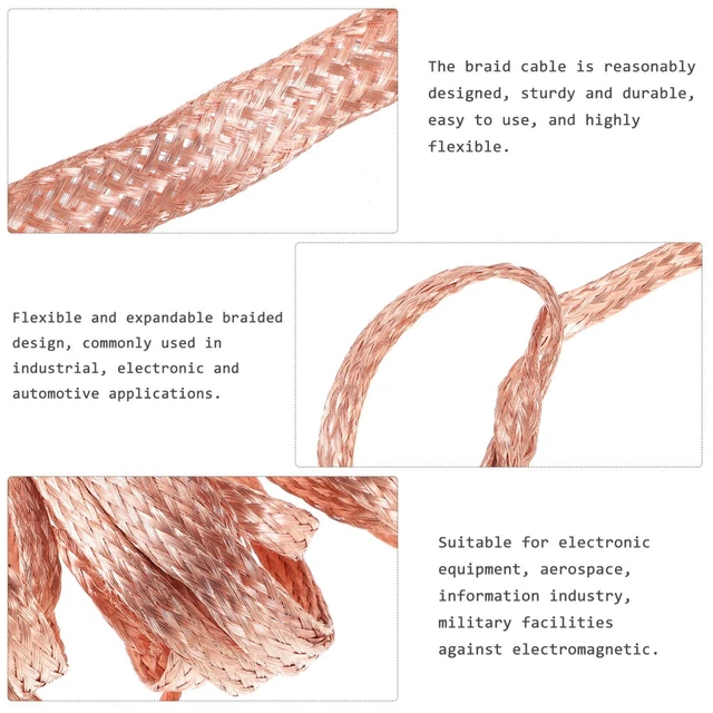 COPPER BRAID CABLE Anti-interference Lead Wire Flexible Cable Ground ...