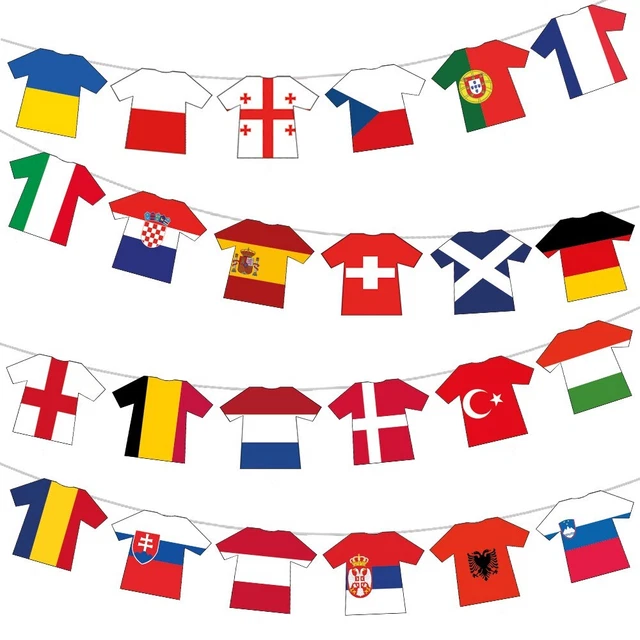 EURO FOOTBALL 2024 Shirt Bunting Flag National Teams Party Decorations ...