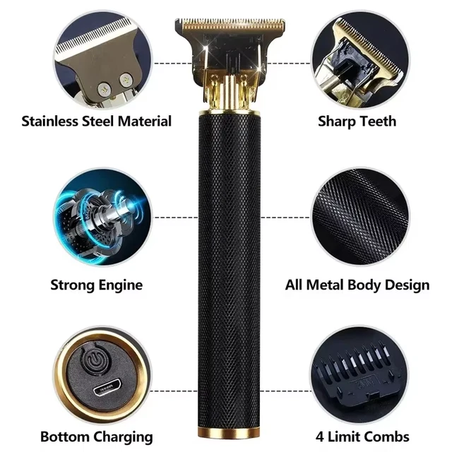 T9 ELECTRIC HAIR Clipper for Men Professional Rechargeable Hair Cutting ...