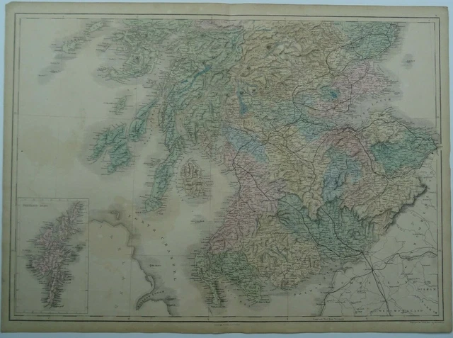 ANTICA MAPPA DELLA Scozia meridionale di Selina Hall 1854 EUR 42,03 ...