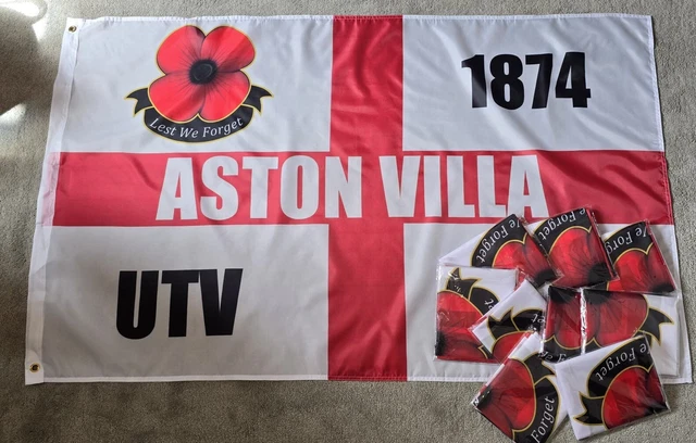 ASTON VILLA AVFC UTV Villans Football Flag 5ft x 3ft Brand New £12.99 ...