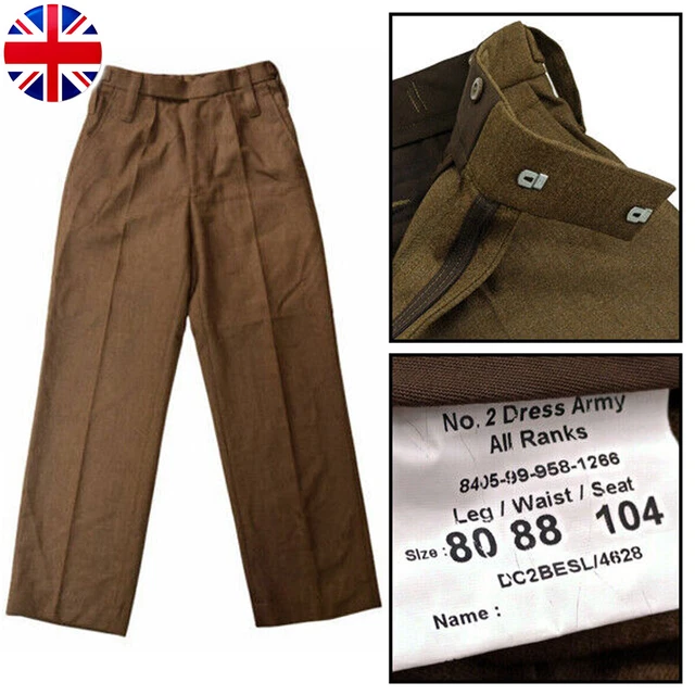 WOOL 100% BRITISH Army Trousers Pants Brown Khaki No 2 Dress All Rank ...
