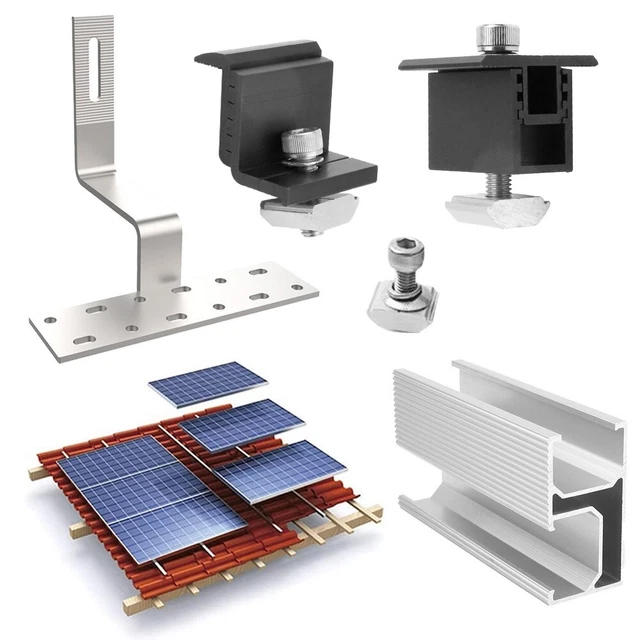 STAFFA DI MONTAGGIO solare fotovoltaico guida per tetti in mattoni installazione facile e sicura ...