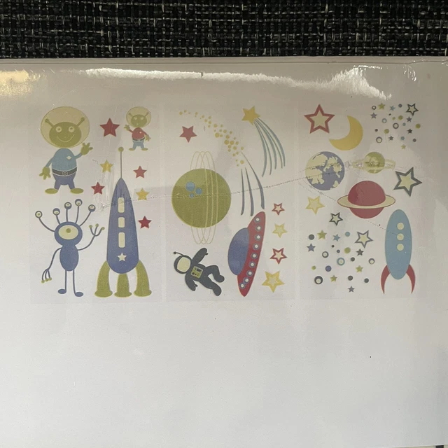 IKEA KLATTA SPACE Rockets Aliens Planets TRANSFERS NEW SEALED WALL ...