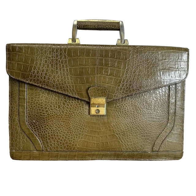 VINTAGE SUDHAUS ATTACHE Briefcase Document Bag Alligator Crocodile ...