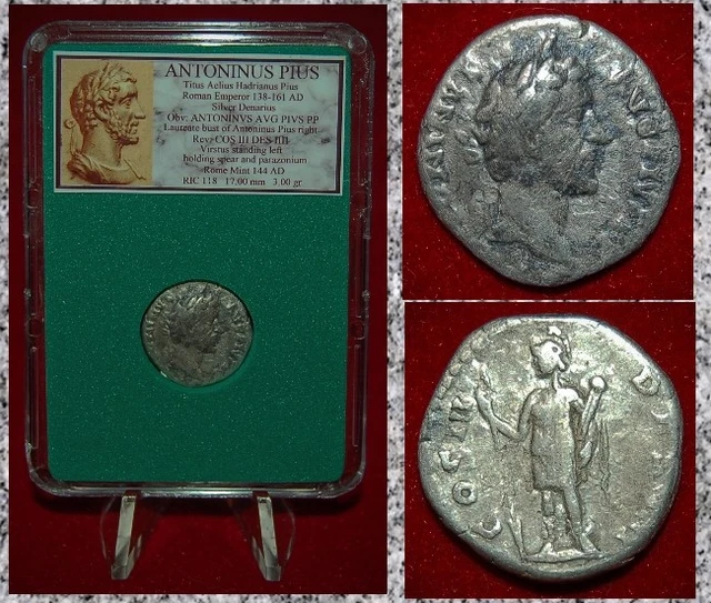 ANCIENT ROMAN EMPIRE Coin ANTONINUS PIUS Virtus On Reverse Silver ...