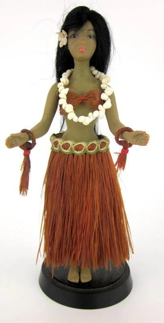 HULA POLYNESIAN DANCER Doll Pacific Hawaiian Lei Grass Tahitian ...
