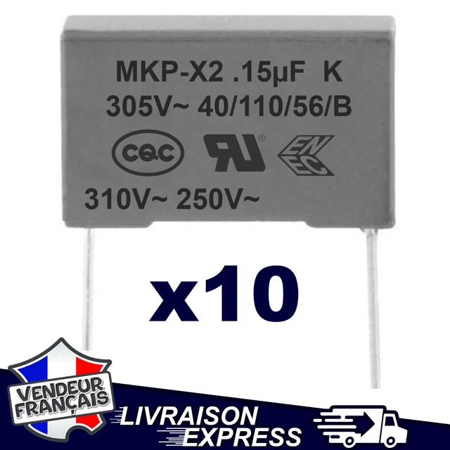 10 X CONDENSATEUR MKP X2 0,15µF 0,15uF 154K 154 K 310V 310V 305V 250V ...