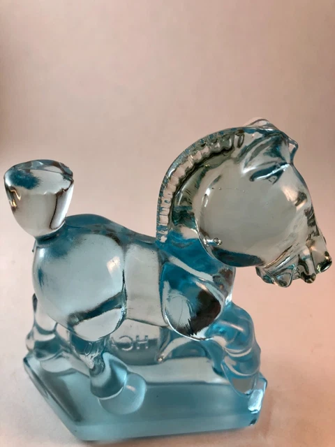 HEISEY IMPERIAL GLASS 1981 Oscar Sparky Plug Horse HCA Aqua Blue £52.63 ...