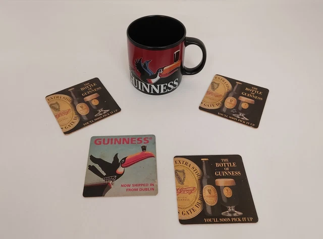 GUINNESS TOUCAN MUG, Guinness & Co & 4 Vintage Guinness Coasters £16.99 ...