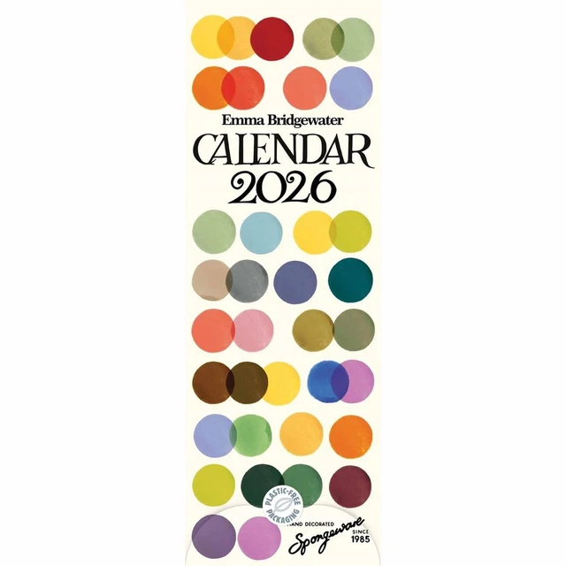 EMMA BRIDGEWATER COLOUR Palette 2026 Slim Wall Calendar £12.58 ...