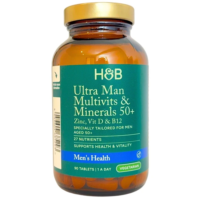 HOLLAND & BARRETT Ultra Man Aged 50 + Multivits Minerals Vegetarians ...