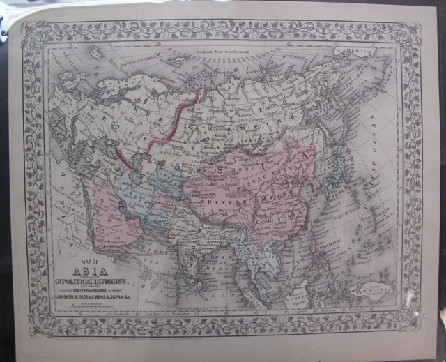 1870. ASIA. POLITICAL MAP OF ASIA. Antique steel engraving map. £50.00 ...