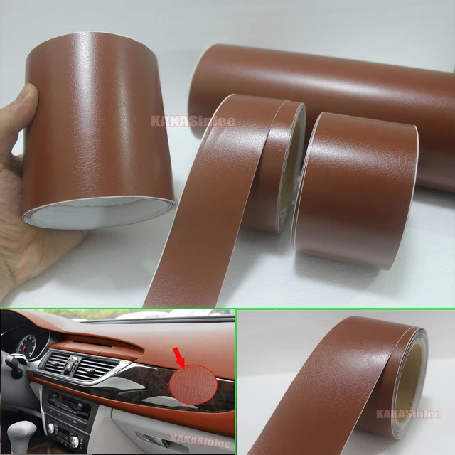 FLEXIBLE / 3D Brown Leather Grain Texture Vinyl Wrap Sticker Tape Car ...