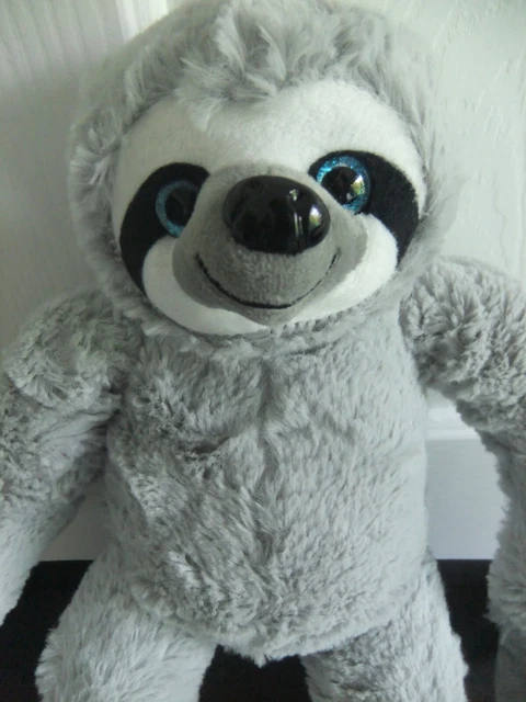 14& PMS STANLEY Grey Sloth Blue Eyes Teddy Bear Soft Cuddly Toy Zoo £31 ...