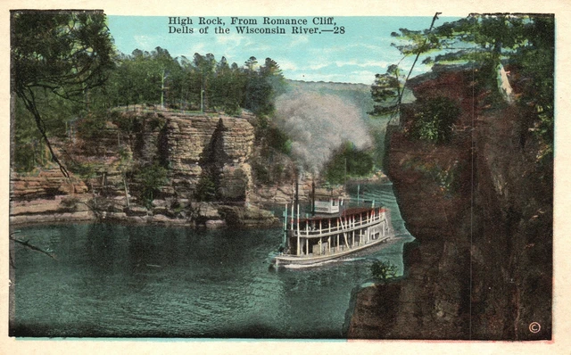VINTAGE POSTCARD 1920'S High Rock Romance Cliff Dells Of Wisconsin ...
