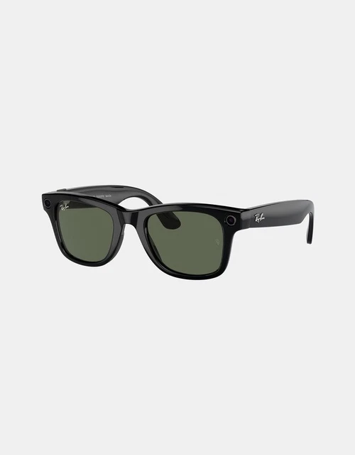 RAY-BAN META WAYFARER Smart Glasses Shiny Black Green Lens G15 RW4006 ...