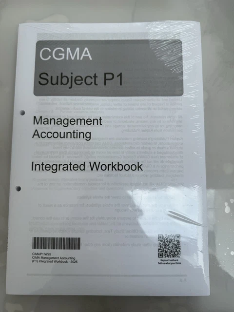 2025 CIMA P1 Management Accounting Integrated Workbook New £16.13 ...