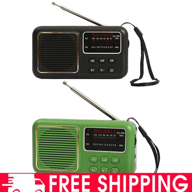 MINI PORTABLE RADIO Full-Wave Band Telescopic Antenna AM/FM Radio World ...