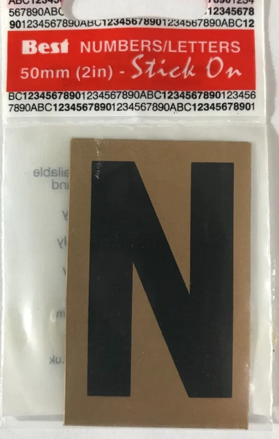 BEST NUMBERS/LETTERS 50MM(2IN) - (N - Letter) - Sticker Sign - (M291) £ ...