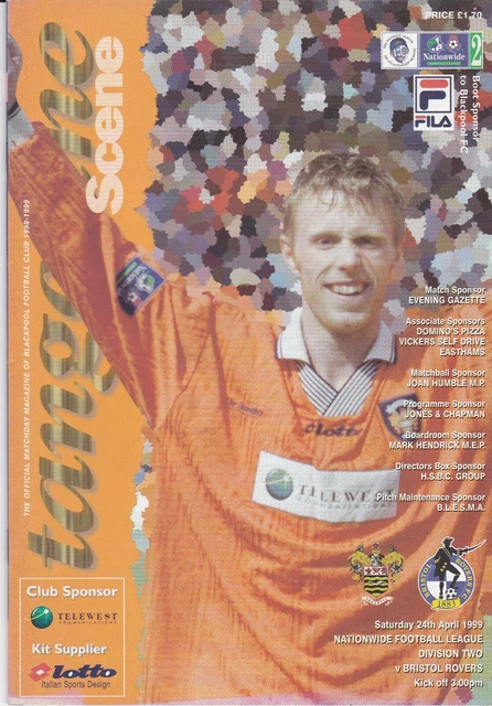 BLACKPOOL V BRISTOL Rovers programme, Division 2, April 1999 £5.99 ...