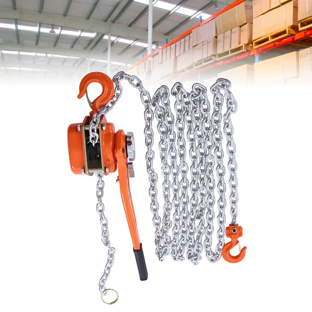 1.5T/3300LBS 20FT MANUAL Hand Chain Block Hoist Come Along Puller ...