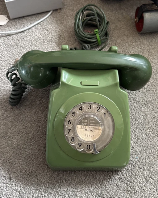 VINTAGE 2-TONE GREEN BT GPO Rotary Dial Home Telephone 1152 746 GEN 74 ...