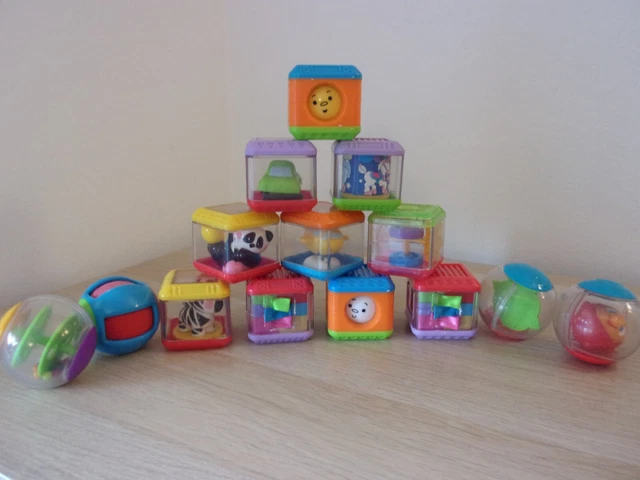 FISHER PRICE 4 Roll A Rounds 10 Peek A Boo Blocks Sensory Activity Toys ...