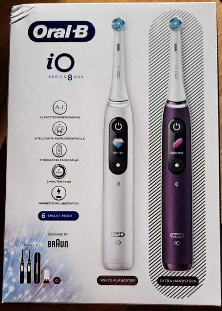 NEU, ORAL B io 8 Duo, elektrische Zahnbürste, originalverpackt, weis und violett EUR 243,00 ...