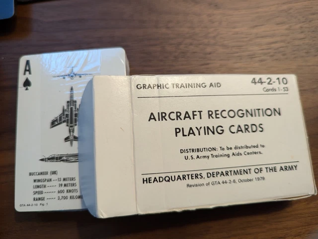 AIRCRAFT RECOGNITION PLAYING Cards US Army Training Aid 44-2-10 SEALED ...