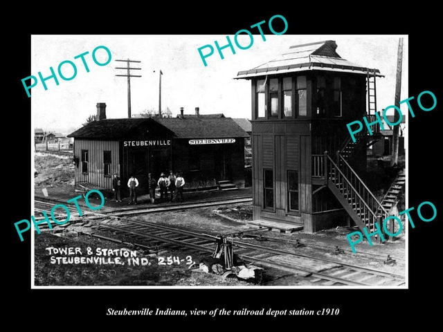 OLD 8X6 HISTORIC PHOTO OF STEUBENVILLE INDIANA RAILROAD DEPOT STATION ...