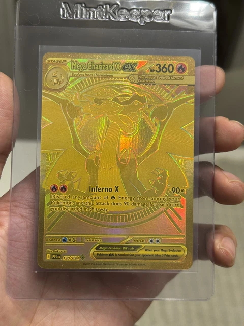 POKEMON PHANTASMAL FLAMES Gold Mega Charizard X EX 130/094 Pack Fresh ...