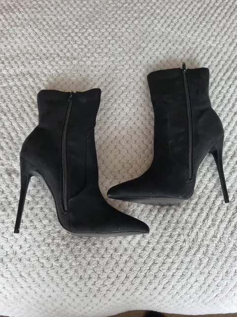 PRETTY LITTLE THING Stiletto High Heel Black Ankle Boots BNWOB Size 6 £ ...