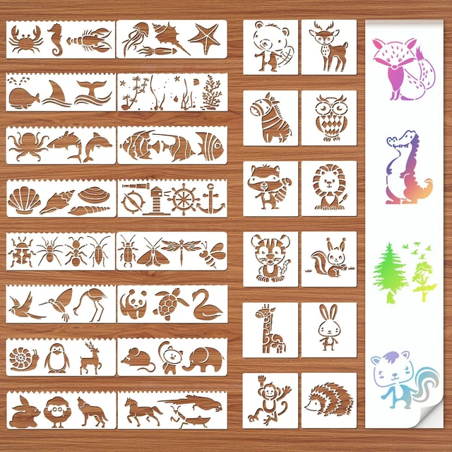 32 PEZZI STENCIL Bambini Stencil Muro Grandi da Dipingere Stencil P EUR ...