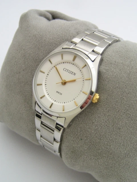 CITIZEN WATCH WOMENS 9633 S098262 Stainless Steel Bracelet White Dial ...